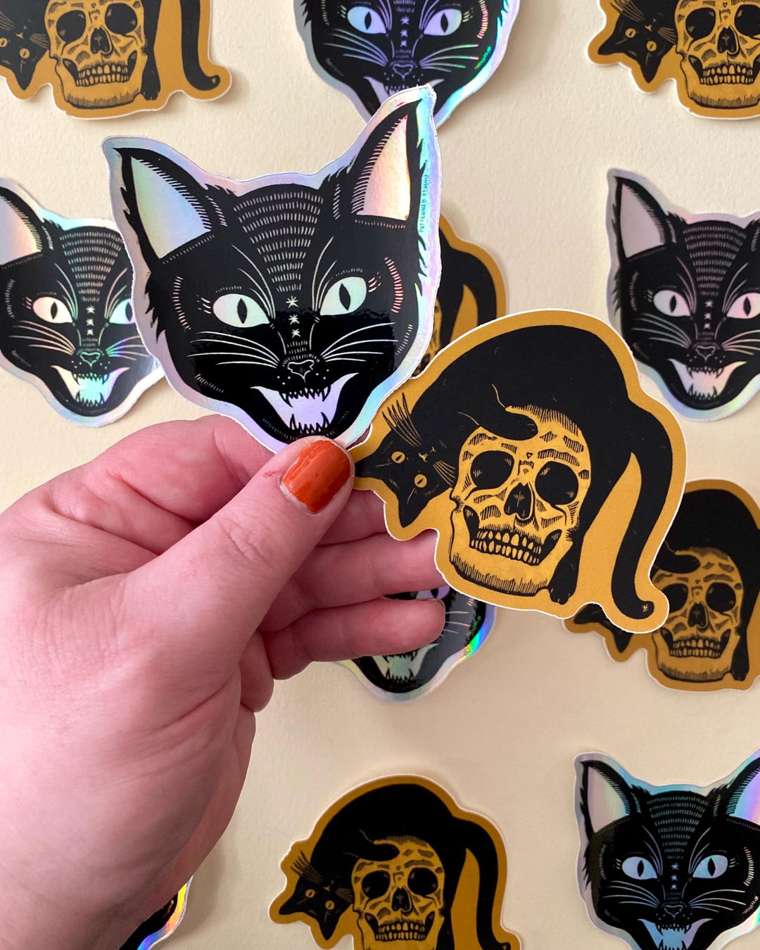 Black Cat Vinyl Sticker Set | Memento Mori | Cat Art | Whimsigoth ...