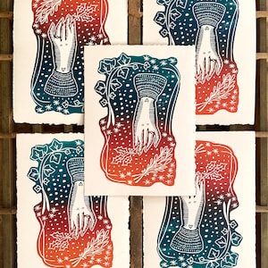 Yuletide Magic Block Print | Folk Art | Victorian Art | Hand Art ...