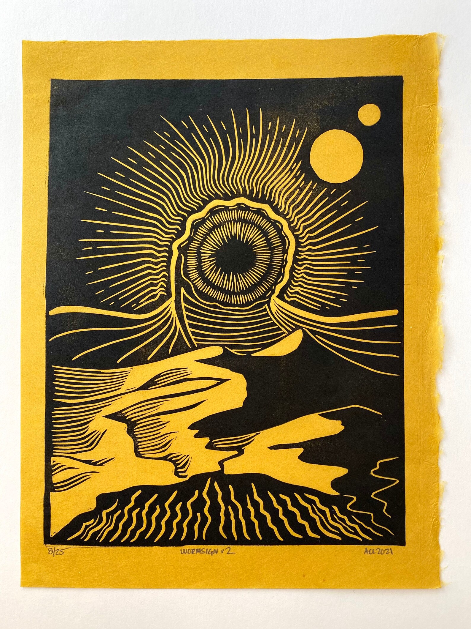 Wormsign Dune Sandworm Block Print Frank Herbert Linocut - Etsy