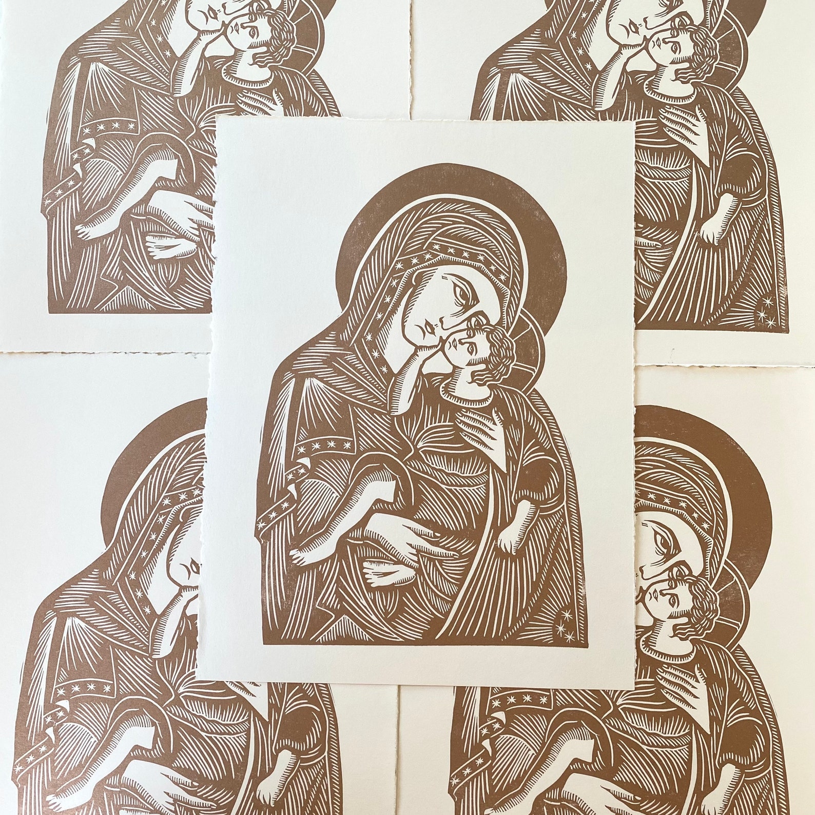 Madonna & Child Orthodox Icon Block Print Mother and Child - Etsy