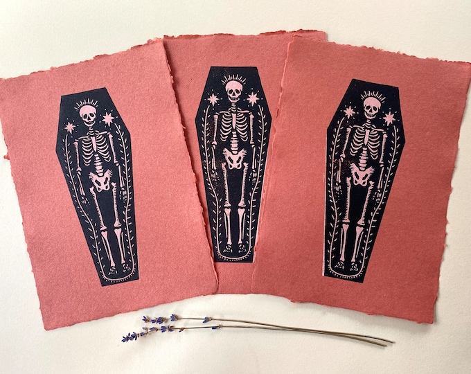 Folk Art Skeleton Coffin Relief Print| Halloween Decor | Memento Mori ...