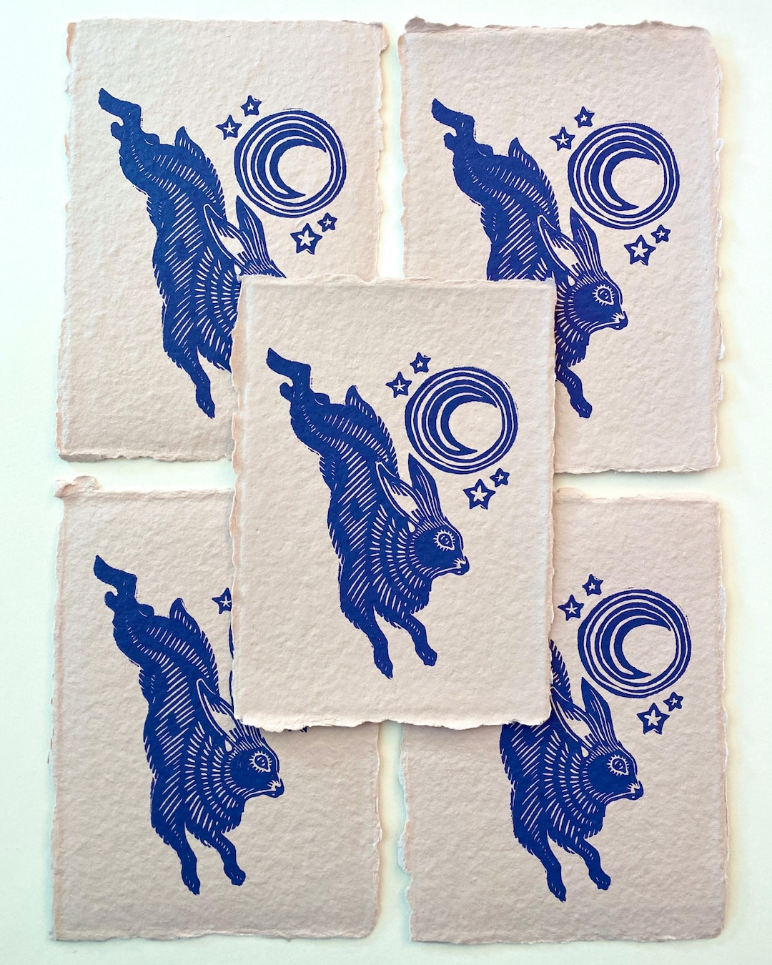 Leaping Hare Handmade Linocut Print | Gallery Wall | Celestial ...