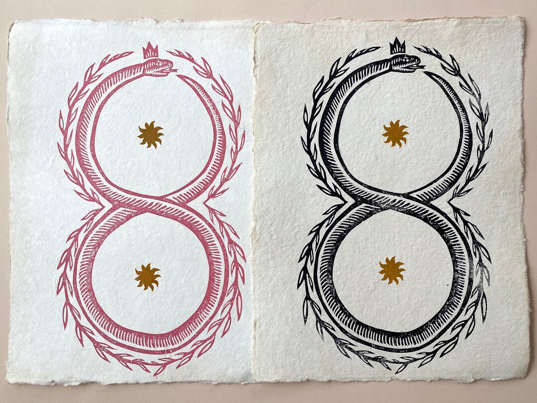 Ouroboros Relief Print Snake Linocut Print Infinity - Etsy