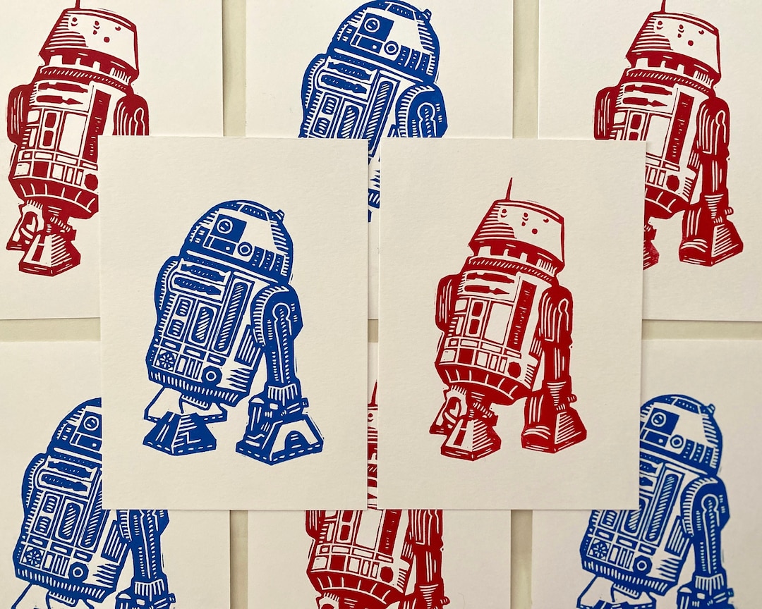 R2-D2 | R5-D4 | Droids Block Print | Linocut Relief Print - Etsy