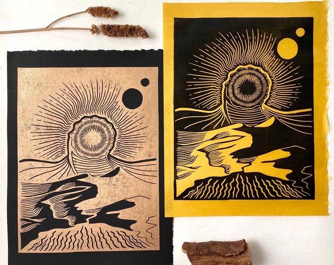 Wormsign Dune Sandworm Block Print | Frank Herbert | Linocut | Relief ...