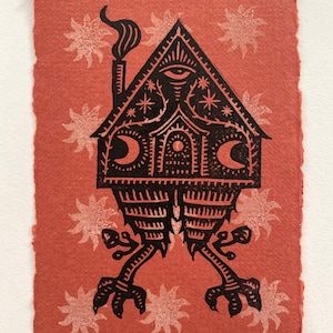 Baba Yaga's House Block Print | Witch Art | Folk Art | Mini Print ...
