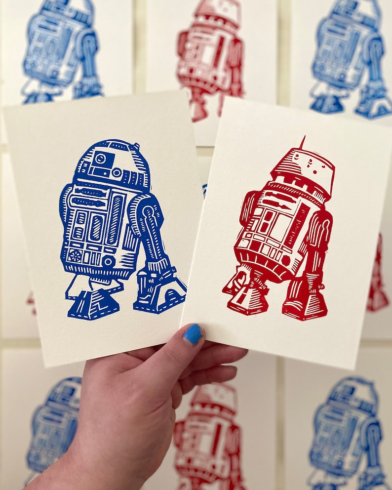 R2-D2 | R5-D4 | Droids Block Print | Linocut Relief Print - Etsy