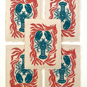 Lovely Lobster Linocut Print | Block Print | Crustacean | Ocean Life ...