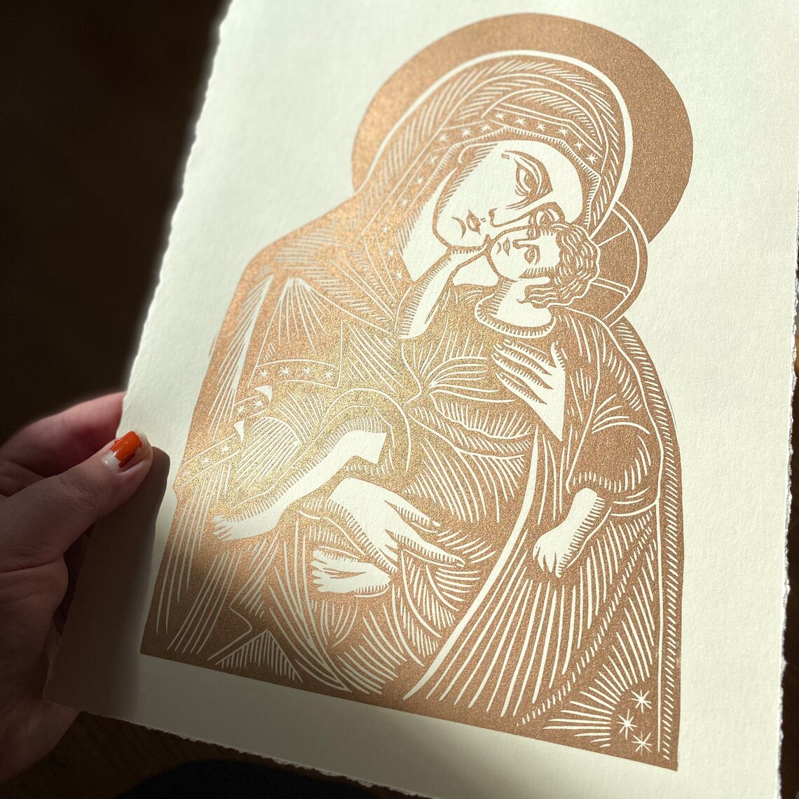 Madonna & Child Orthodox Icon Block Print Mother and Child - Etsy