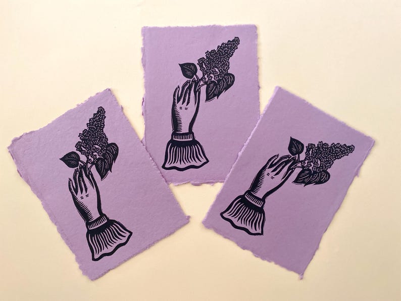 Lilacs Victorian Handmade Linocut Print | Springtime | Botanical ...