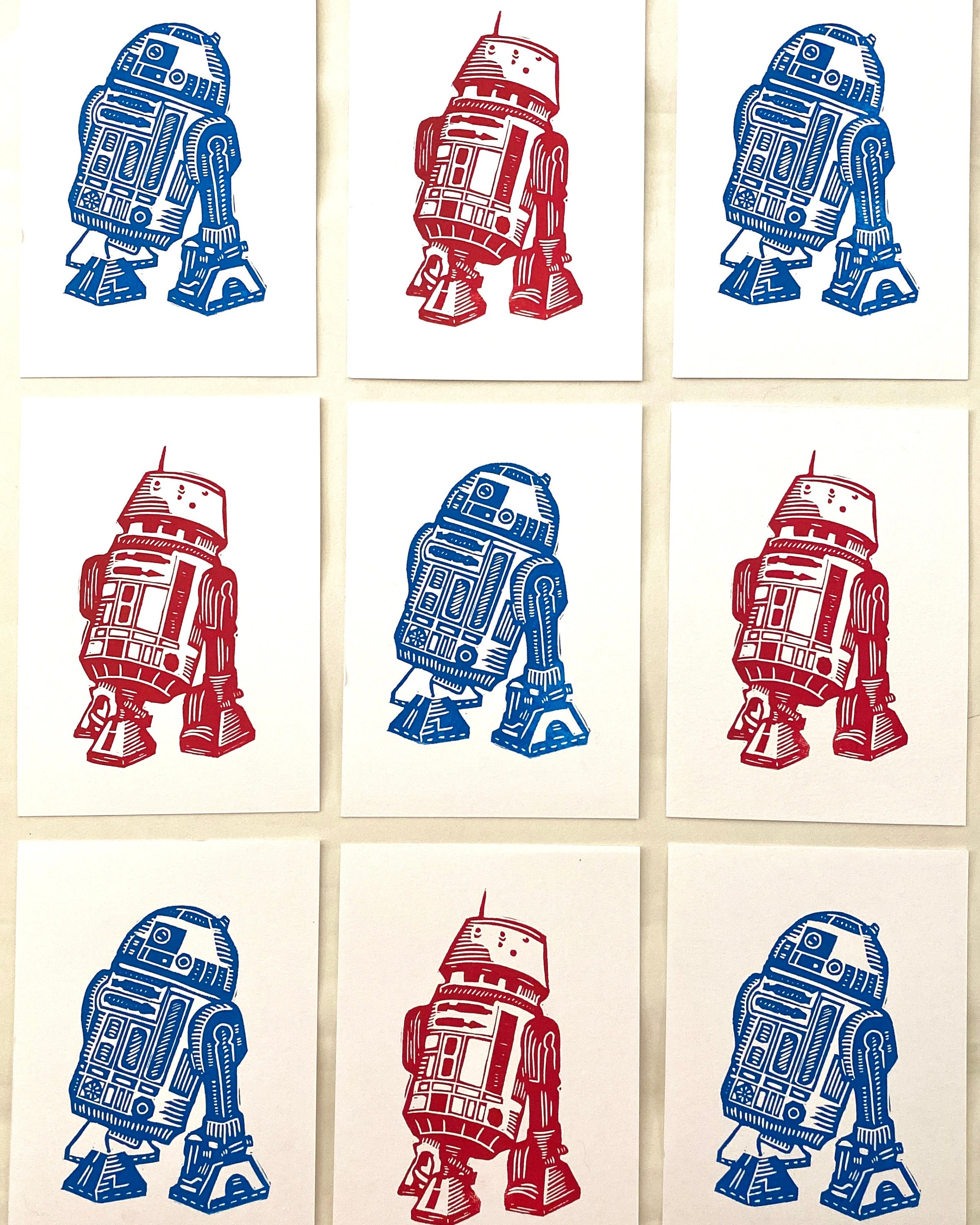 R2-D2 | R5-D4 | Droids Block Print | Linocut Relief Print - Etsy