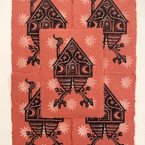 Baba Yaga's House Block Print | Witch Art | Folk Art | Mini Print ...