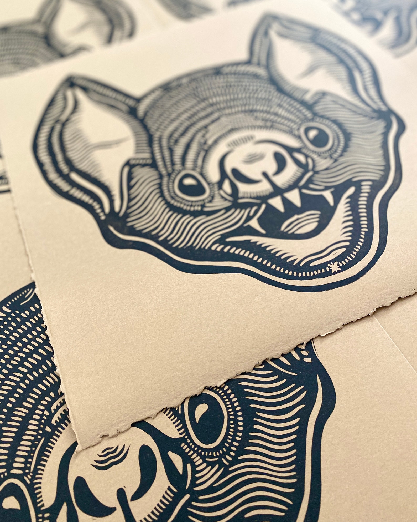 Vampire Bat Block Print | Spooky Cute | Nocturnal Bat | Halloween Art ...