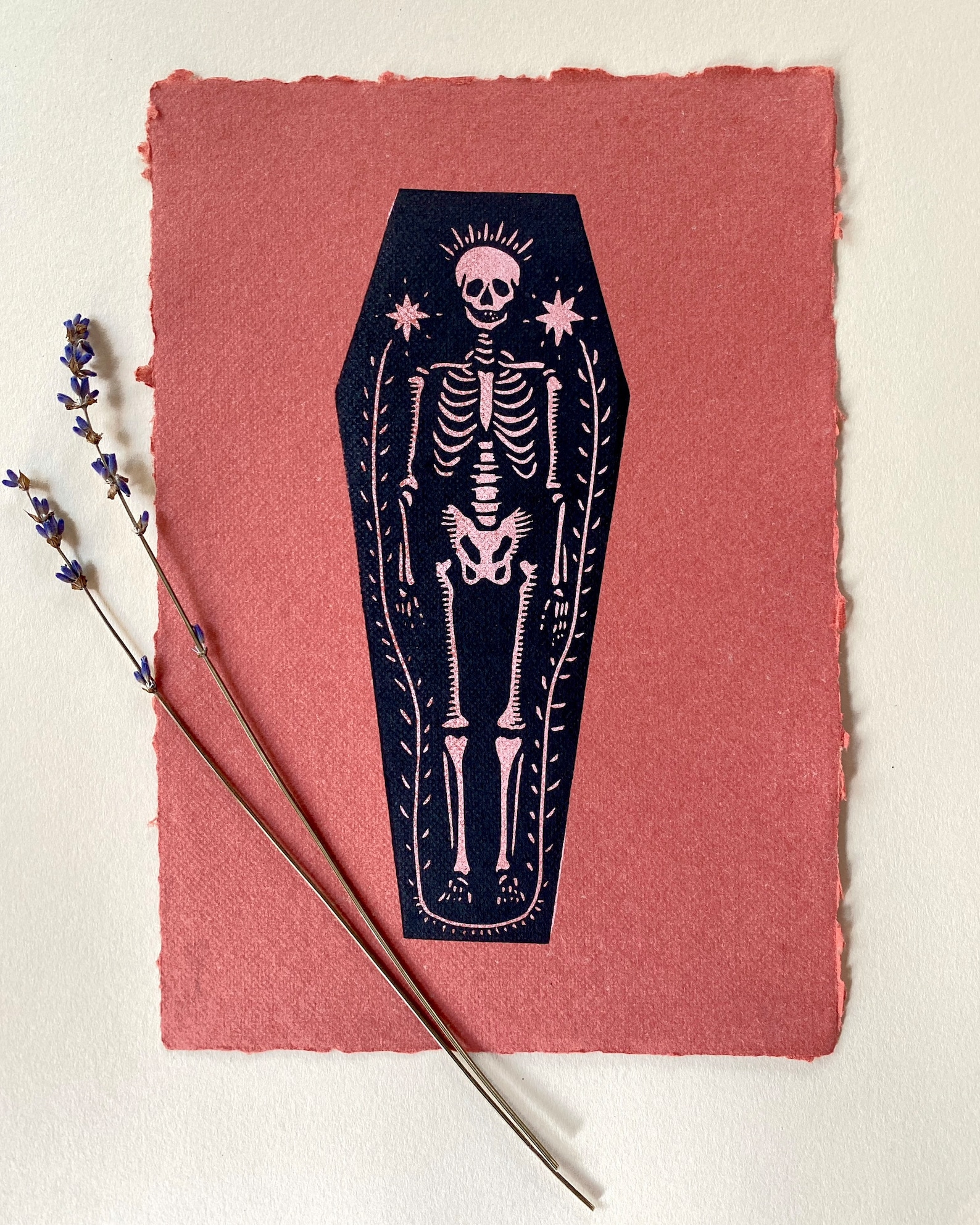 Folk Art Skeleton Coffin Relief Print Halloween Decor - Etsy