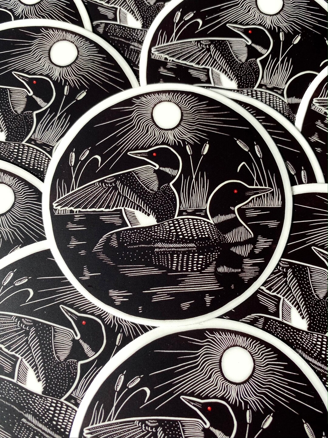 Loon Block Print Sticker- Ornithology Bird Avian Art - Etsy