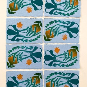 Victorian Hand New Year Citrus Fruit Linocut Print mandarin Orange ...