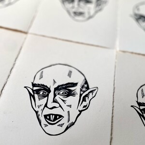 Nosferatu Count Orlok Block Print - Dracula Vampire Halloween Spooky ...