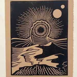 Wormsign Dune Sandworm Block Print | Frank Herbert | Linocut | Relief ...