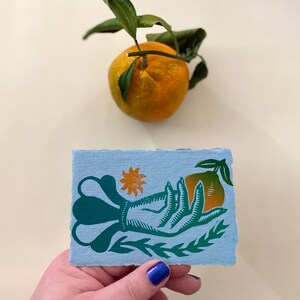 Victorian Hand New Year Citrus Fruit Linocut Print mandarin Orange ...