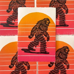 Summer Sasquatch Block Print | Cryptid | Bigfoot | Yeti | Vaporwave ...