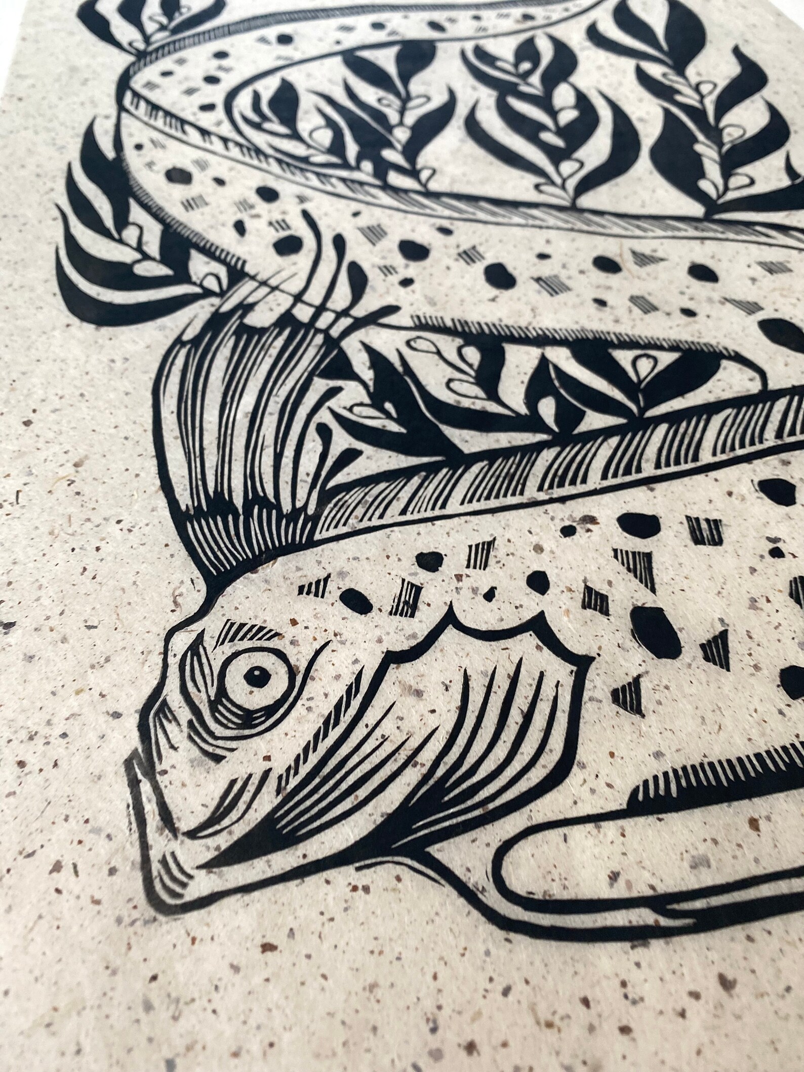 Giant Oarfish Linocut Print Fish Sea Serpent Block Print - Etsy