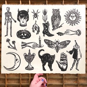 Halloween Giant Flash Sheet Linocut Block Print | Handprinted Art ...