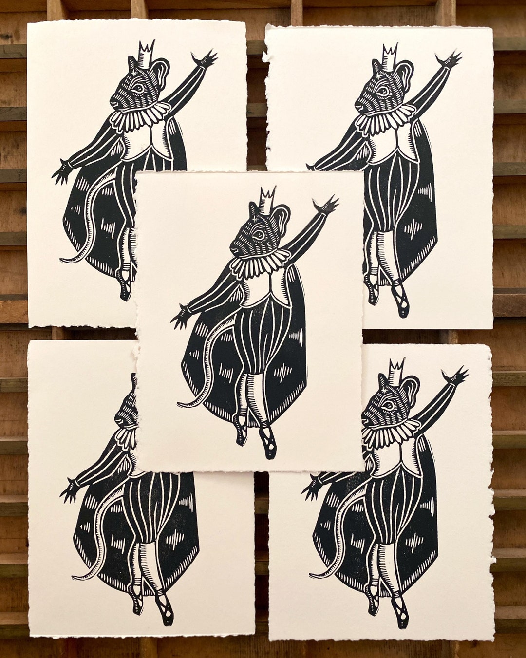 Rat King Nutcracker Relief Print | Mouse King | Whimsical Art ...
