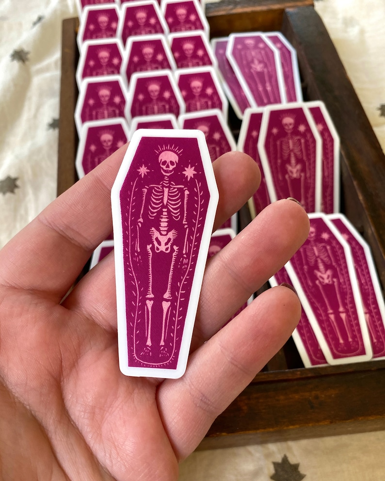 Memento Mori Skeleton Linocut Block Print Sticker Skull Art - Etsy