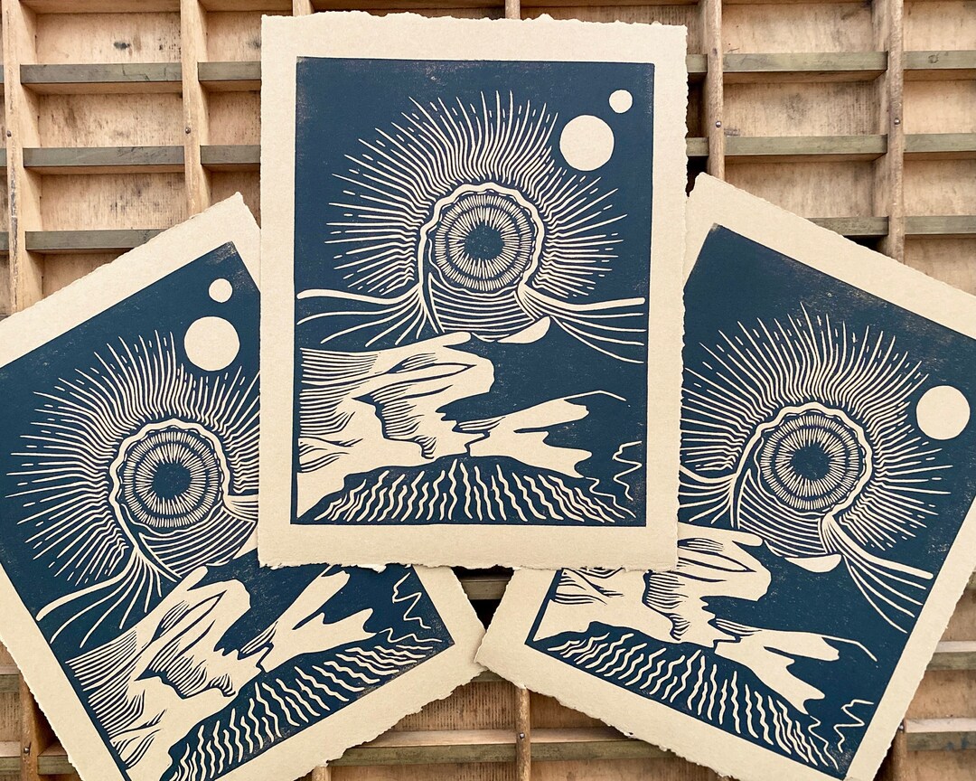 Wormsign Dune Sandworm Block Print Frank Herbert Linocut Relief Print ...