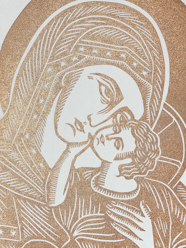 Madonna & Child Orthodox Icon Block Print Mother and Child - Etsy