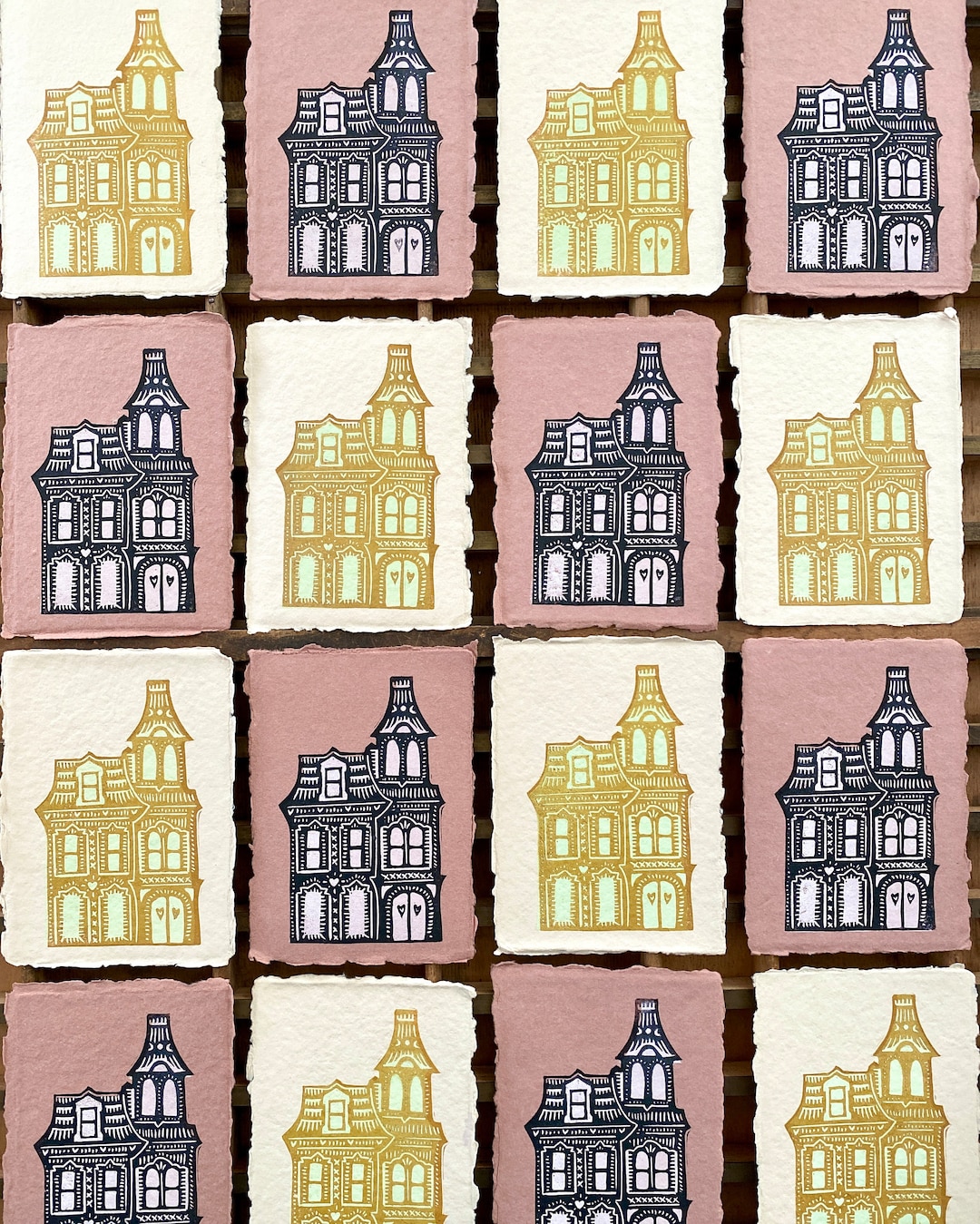 Victorian House Block Print | Quirky | Haunted House | Handmade ...