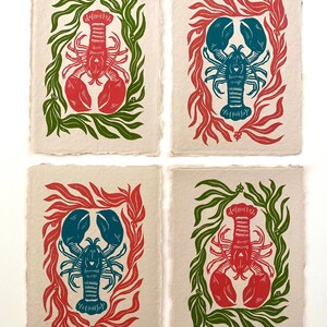 Lovely Lobster Linocut Print | Block Print | Crustacean | Ocean Life ...