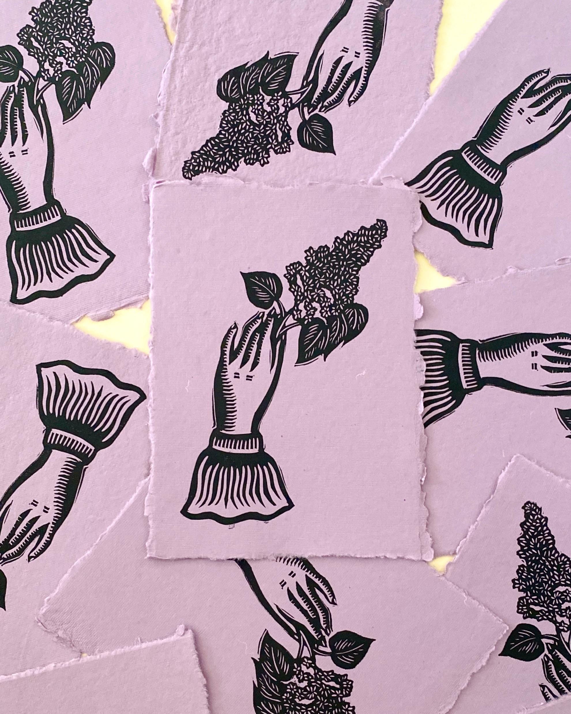 Lilacs Victorian Handmade Linocut Print | Springtime | Botanical ...