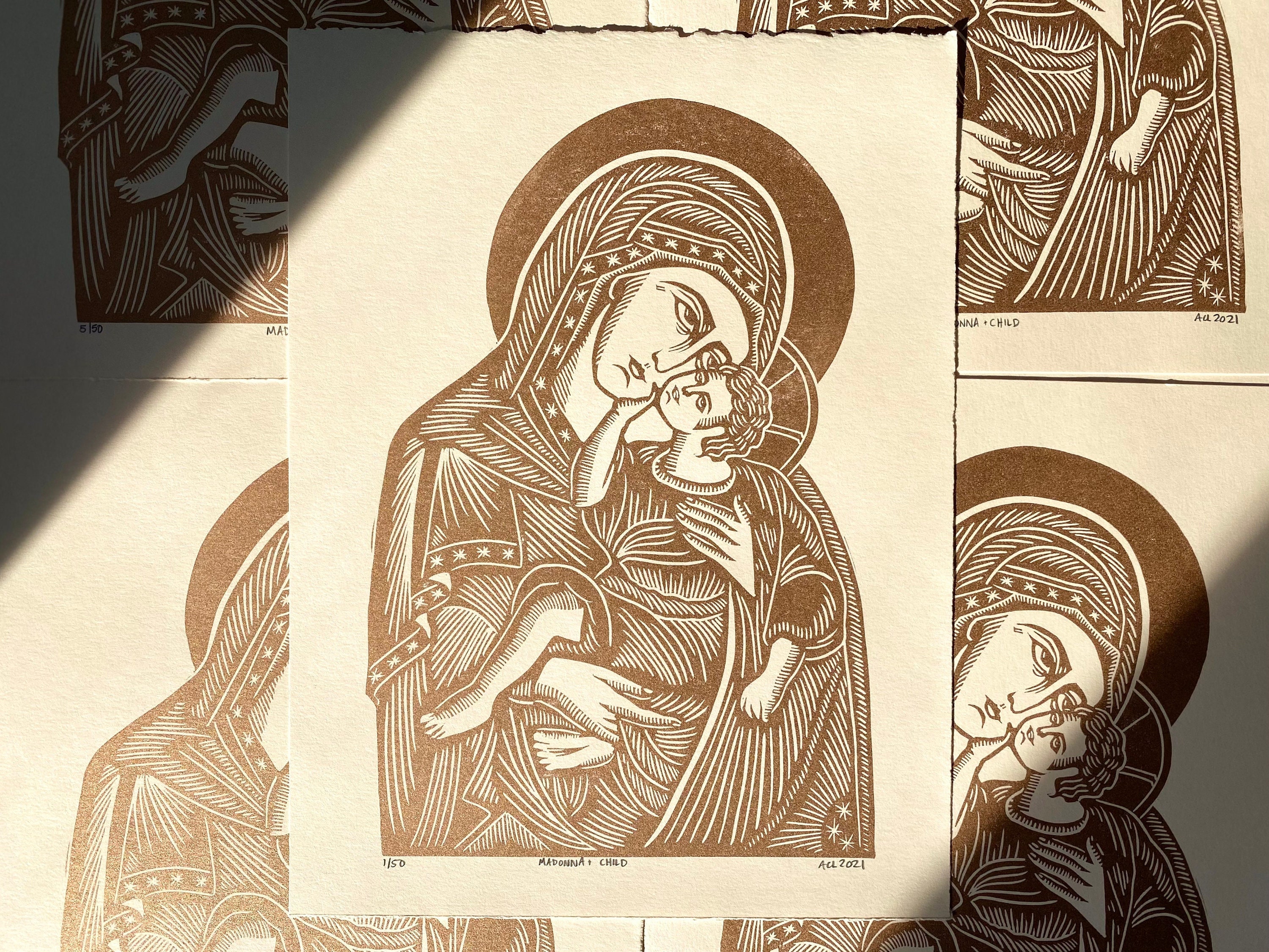 Madonna & Child Orthodox Icon Block Print Mother and Child - Etsy