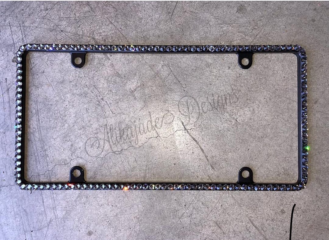 Swarovski Crystal License Black Plate Frame - Car Accessories- Car ...