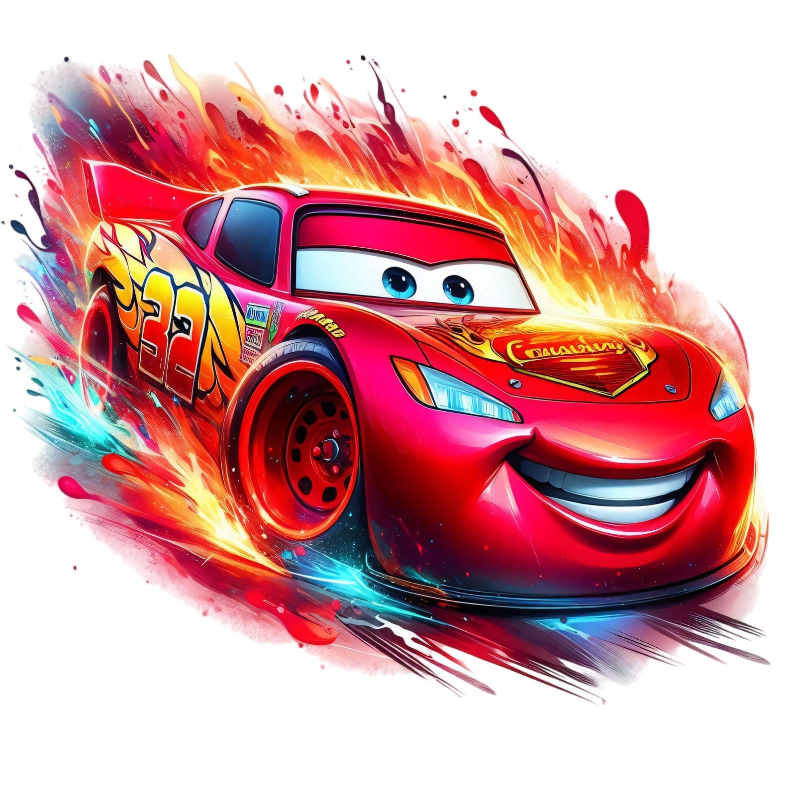 4 Car PNG Cartoon Cars Splash and Watercolor Digital Design PNG File ...