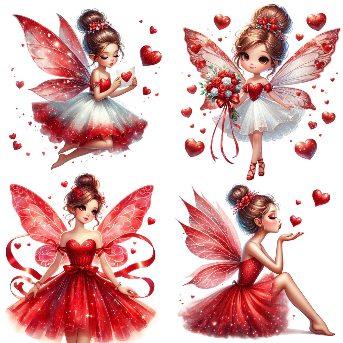 Valentine Fairy Clipart Bundle, Fantasy Clipart Bundle, Valentine ...
