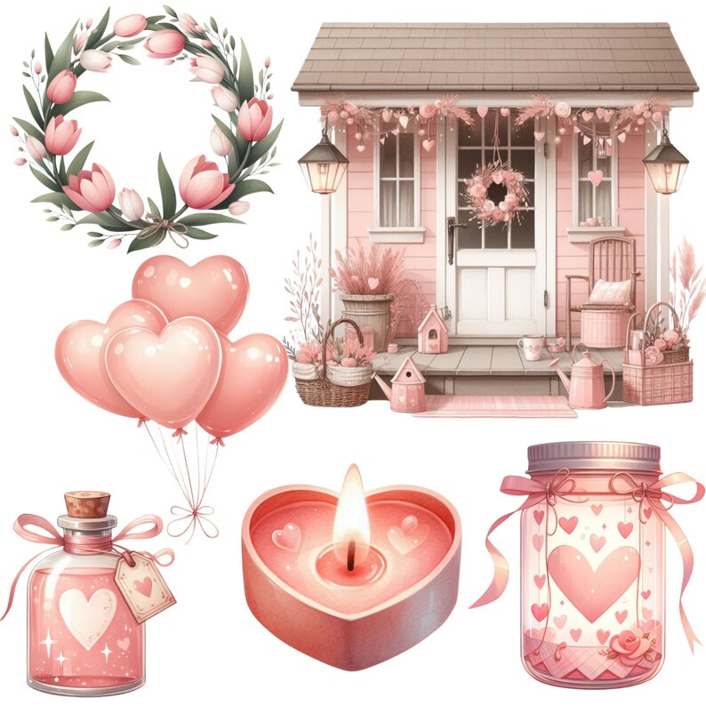 Watercolor Valentine Clipart, Cute Love Valentine PNG, Sweet Romantic ...