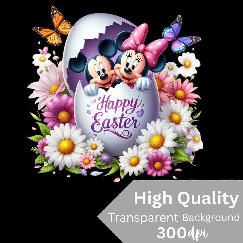 Mouse Happy Easter Png Bundle, Cartoon Easter Png, Easter Trip Png ...