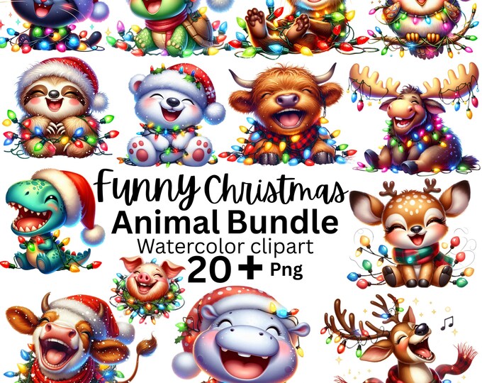 70 Png,cute Christmas Animals Clipart Bundle,winter Animals Clipart ...