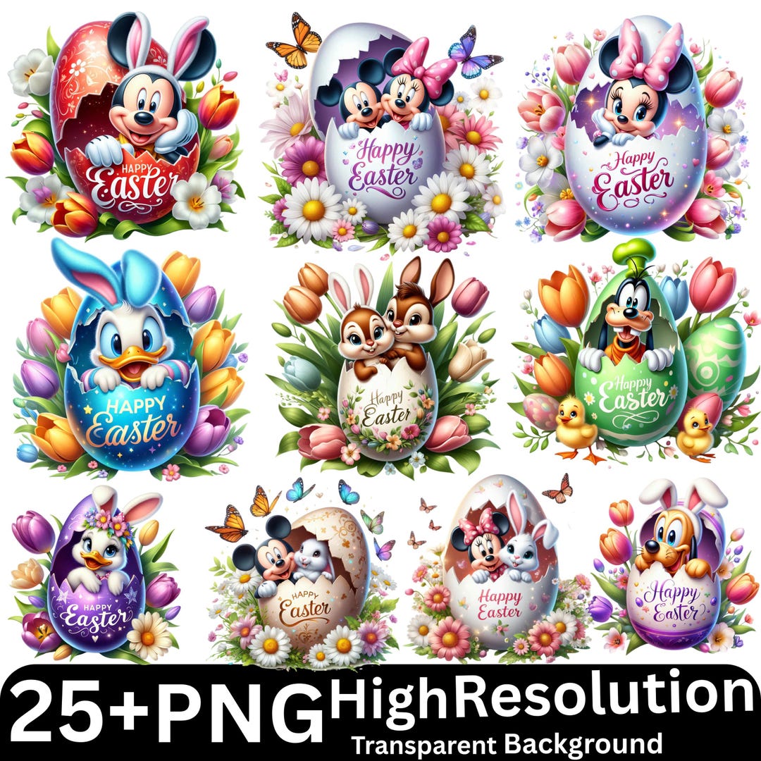 Mouse Happy Easter Png Bundle, Cartoon Easter Png, Easter Trip Png ...