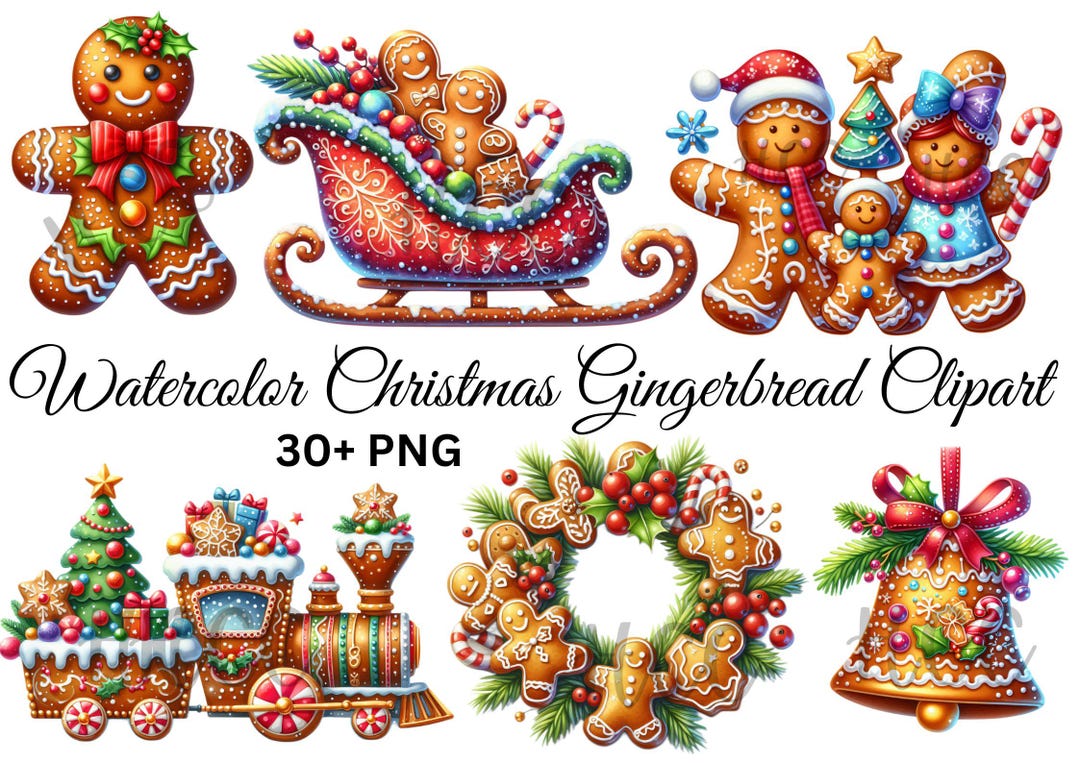 30 PNG, Gingerbread Man Clipart Bundle, Christmas Clipart, Festive ...