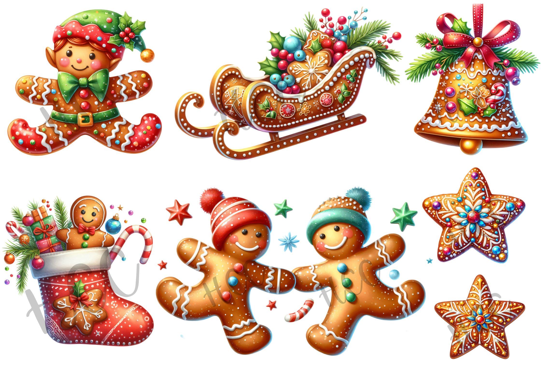 30 PNG, Gingerbread Man Clipart Bundle, Christmas Clipart, Festive ...