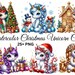 Christmas Unicorn Clipart, Watercolor Cute Holiday Unicorns, Festive ...