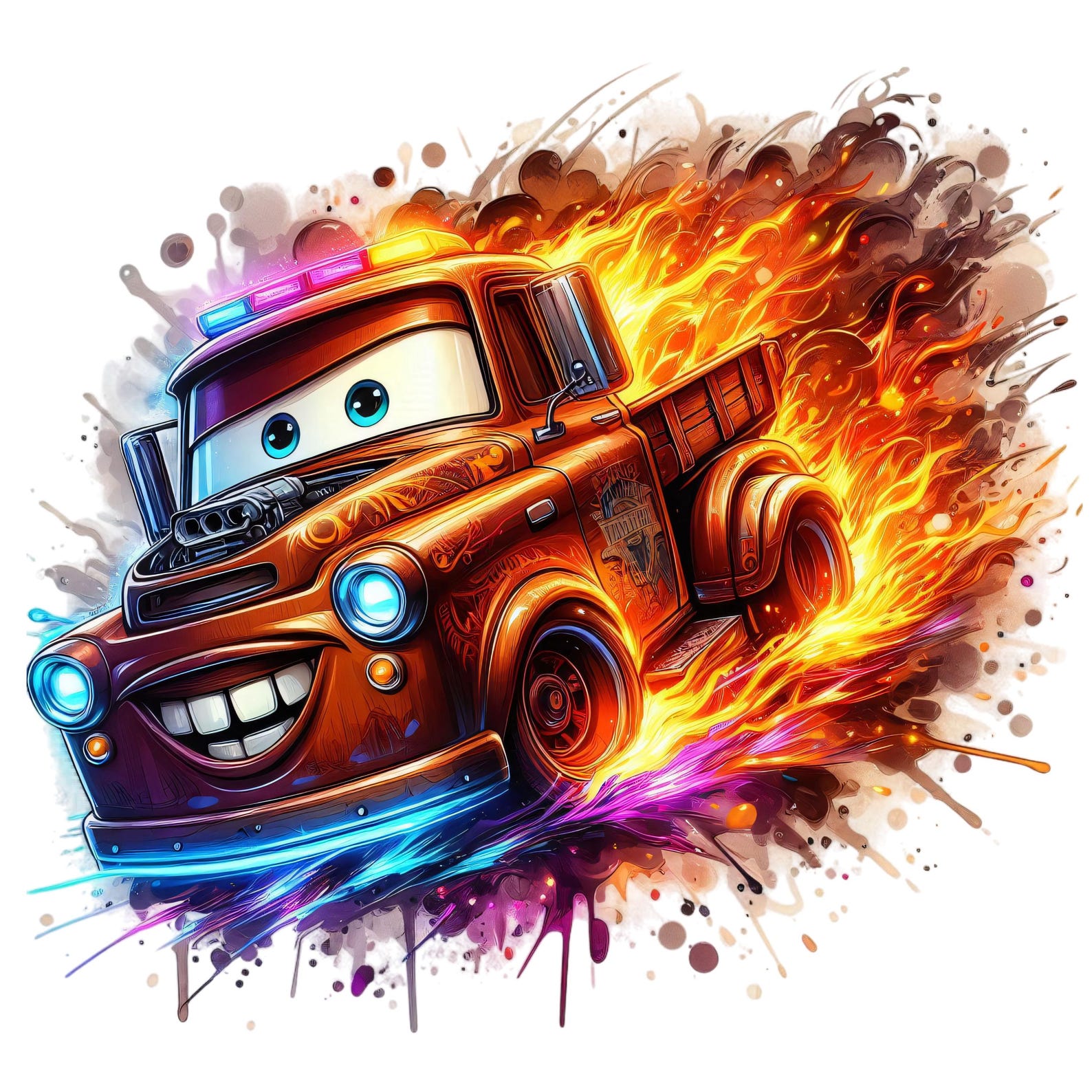 4 Car PNG Cartoon Cars Splash and Watercolor Digital Design PNG File ...