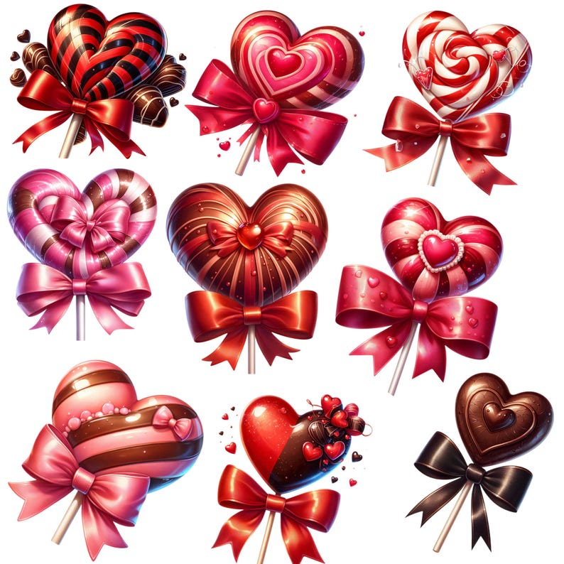 Watercolor Cute Valentines Candy Clipart, 20 PNG Valentines Day Clipart ...
