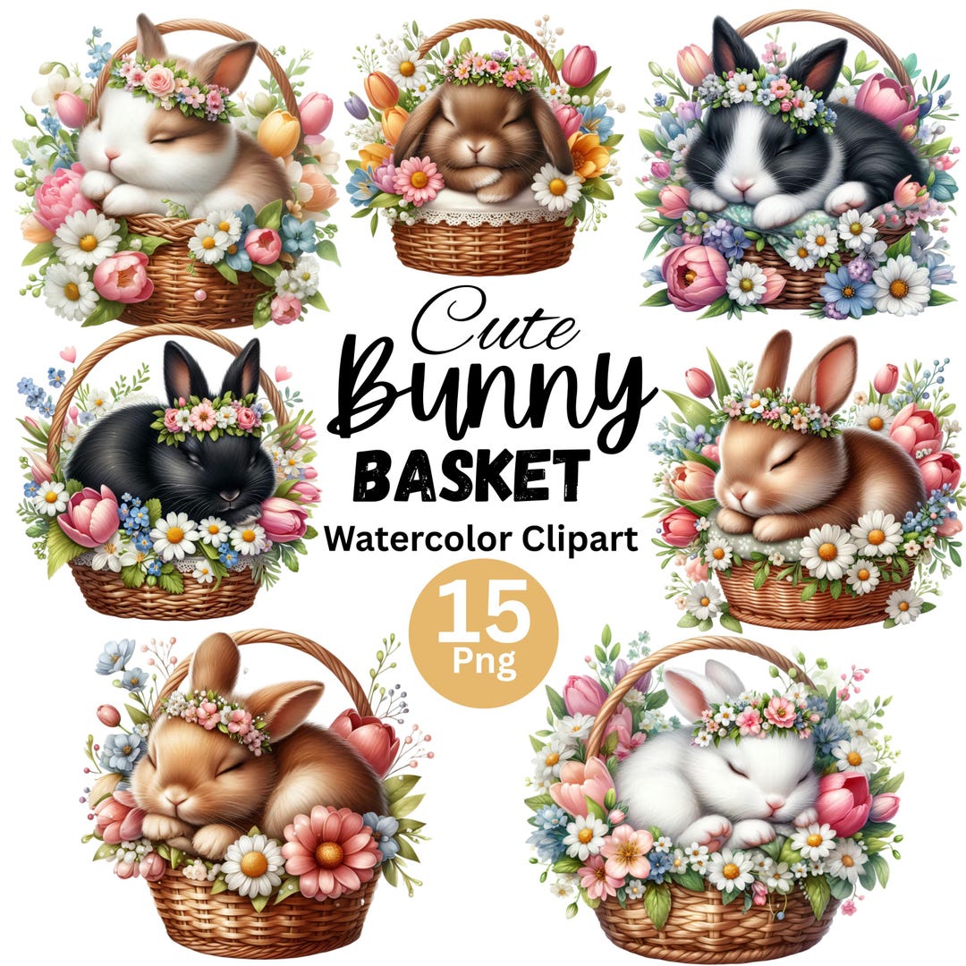 15PNG Easter Bunny Clipart Bundle, Easter Bunny Clipart, Easter Bunnies ...
