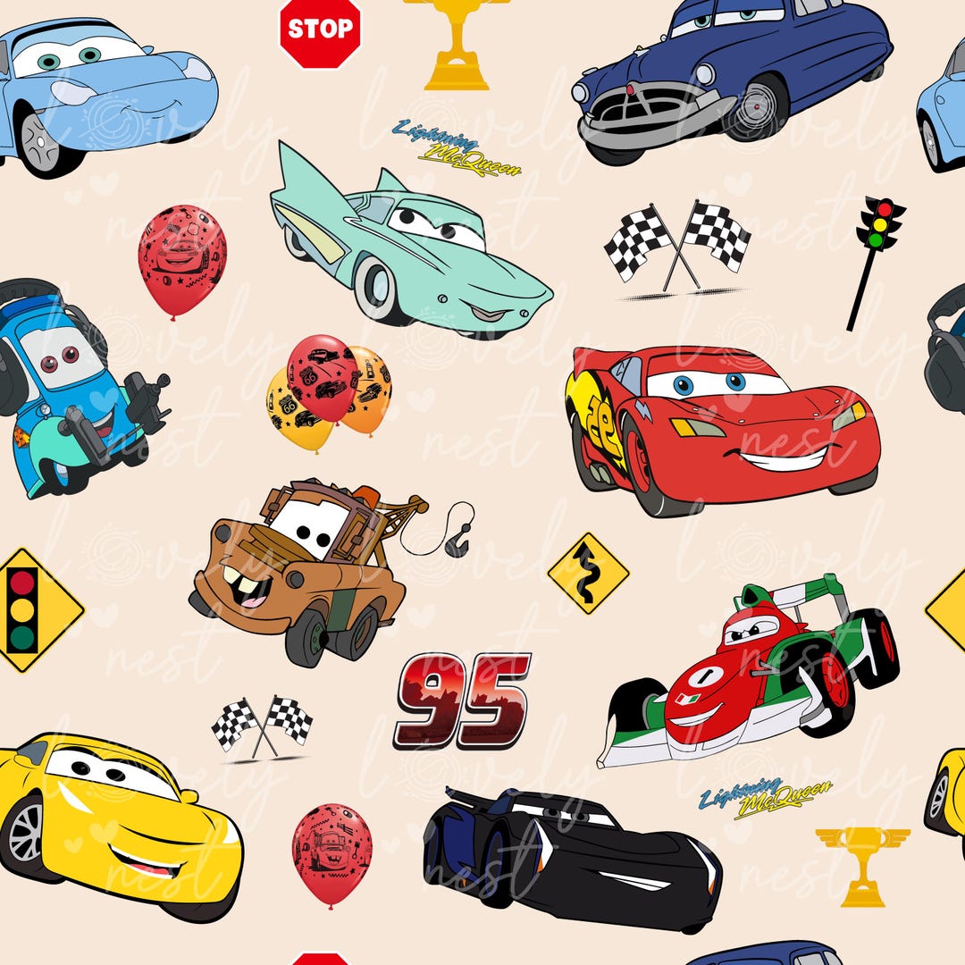 Cars Seamless Pattern, Lightning Mcqueen Repeat Pattern, Nursery ...