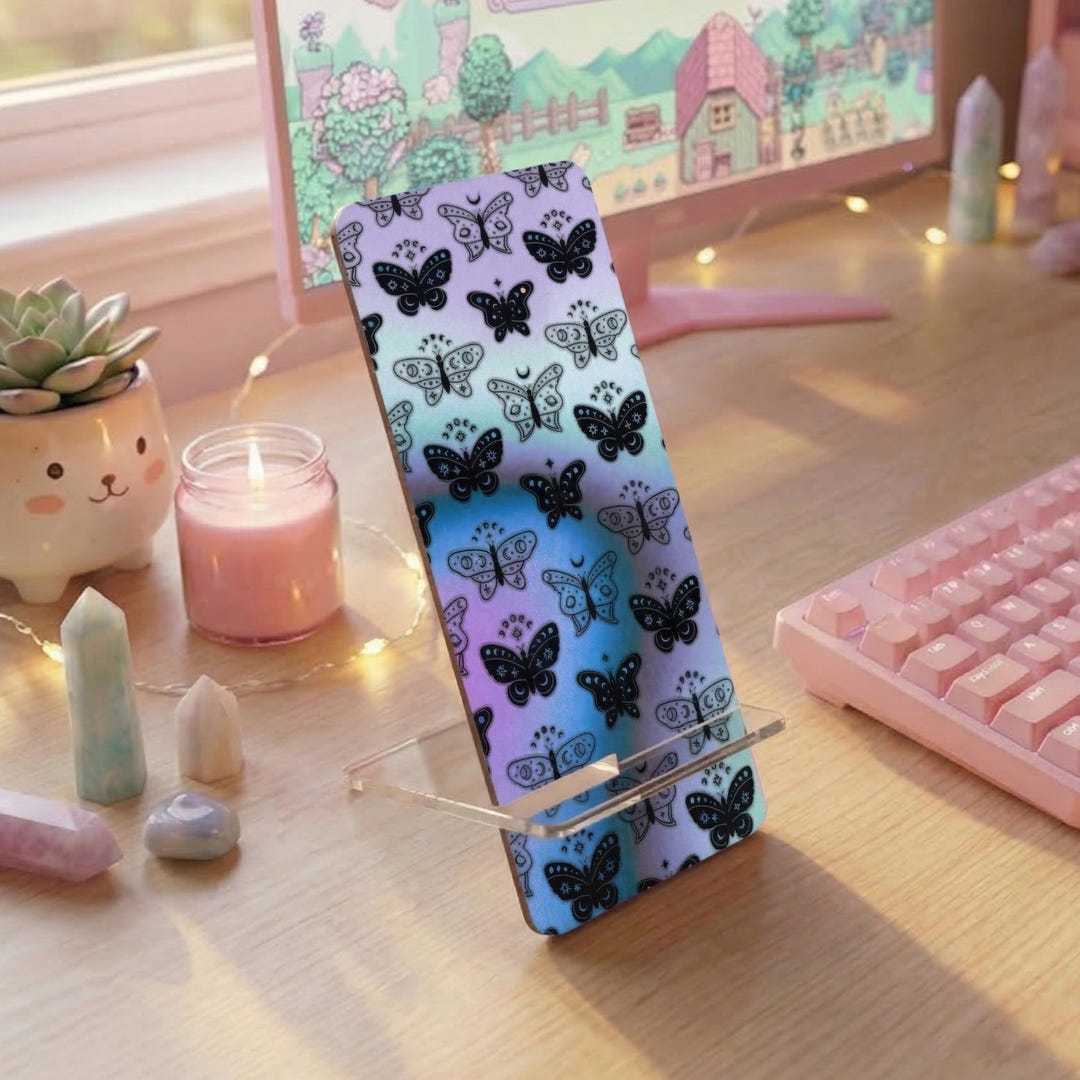 Butterfly Phone Stand | Celestial Moth | Pastel Goth Desk Accessory ...