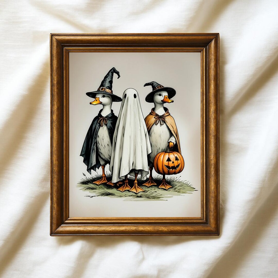 Halloween Duck Wall Art – Witch & Ghost Ducks With Pumpkin | Whimsical ...